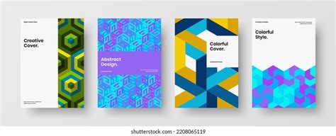 Premium Geometric Tiles Leaflet Concept Composition Stock Vector
