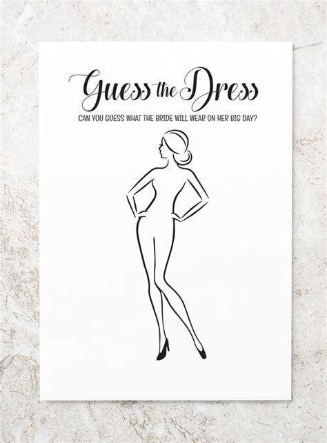 Guess The Dress Printable Bridal Shower Games Bridal Shower Etsy Bridal Shower Games Unique