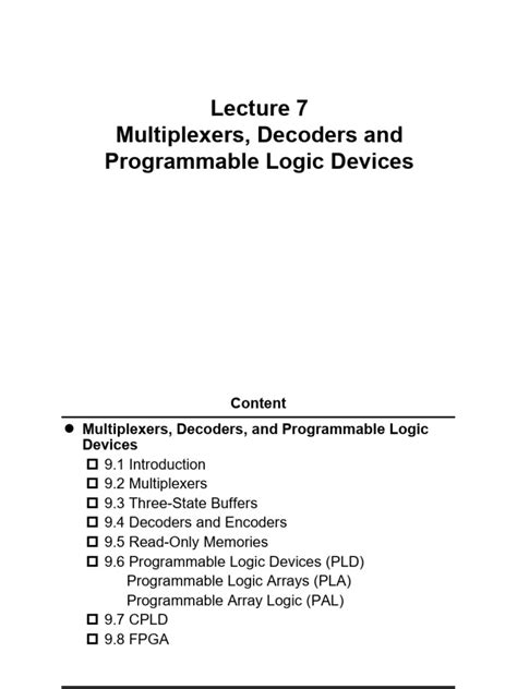 Lecture 7 Pdf Logic Gate Field Programmable Gate Array