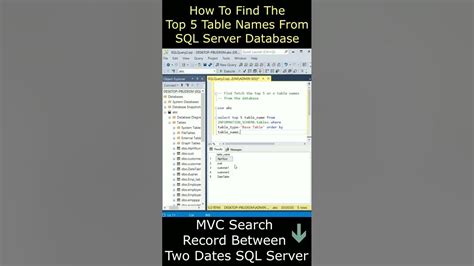 How To Fetch Top 5 Or N Table Names Sql Server Ssms Database Youtube