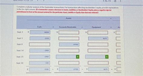 solved complete a tabular analysis of the september