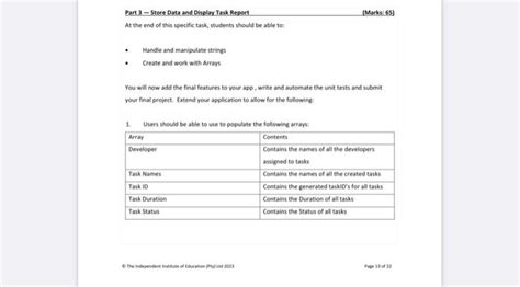 Solved Part 3 Store Data And Display Task Report Marks