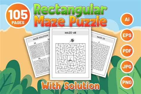 Rectangular Maze Puzzle With Solution Graphic By T Martx · Creative Fabrica