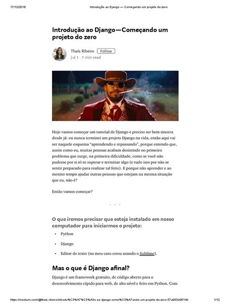 Introdução Ao Django Começando Um Projeto Do Zero Pdf Protocolo