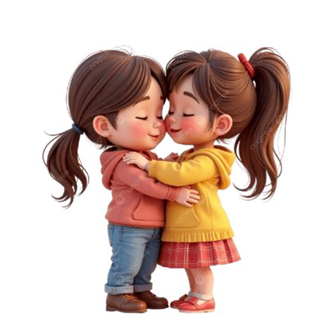 Adorable Two Girls Hugging Each Other Adorable Cartoon Characters Hugging Each Other Adorable