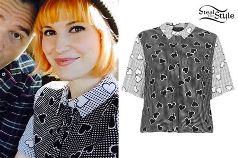 Hayley Williams Heart Print Button Up Shirt Steal Her Style