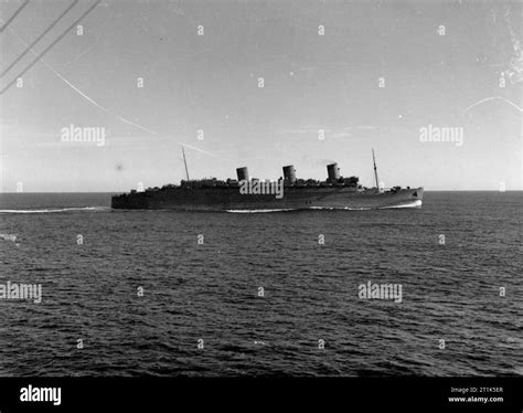 Hms Mauritius A Fiji Class Cruiser At Sea August 1942 The Queen Mary