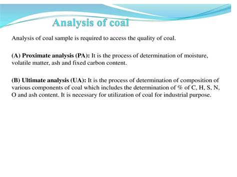 Proximate And Ultimate Analysis Of Coal Pptx