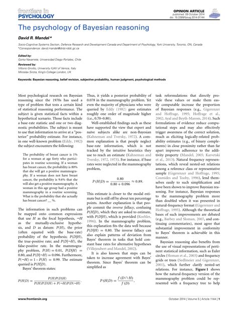 Pdf The Psychology Of Bayesian Reasoning