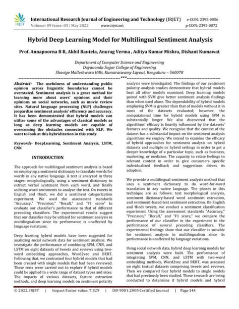 hybrid deep learning model for multilingual sentiment analysis pdf
