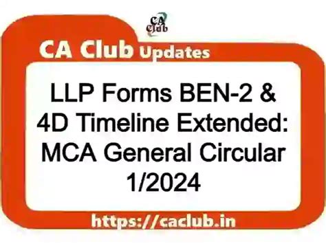 Llp Forms Ben 2 And 4d Timeline Extended Mca General Circular 1 2024 Fintax Blog