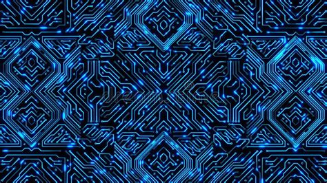 Circuit Board With Moving Electrons Data Flow Loop Background Animation