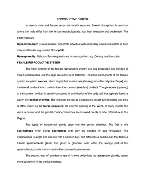 TYPED Lec REPRODUCTIVE SYSTEM Pdf A Agriculture