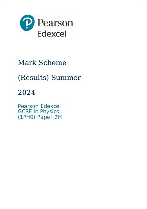 2024 Pearson Edexcel Level 1 Level 2 Gcse Physics Paper 2 1ph0 2f Question Paper 2024