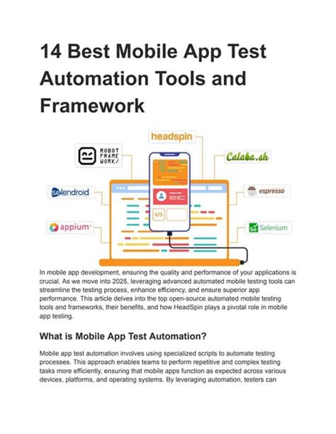 14 Best Mobile App Test Automation Tools And Frameworkpdf