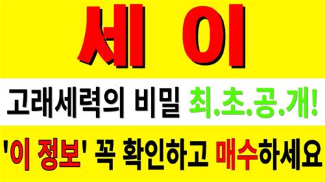 [세이 코인전망] 고래세력의 비밀 최 초 공 개 이정보 꼭 확인하고 매수하세요 Youtube
