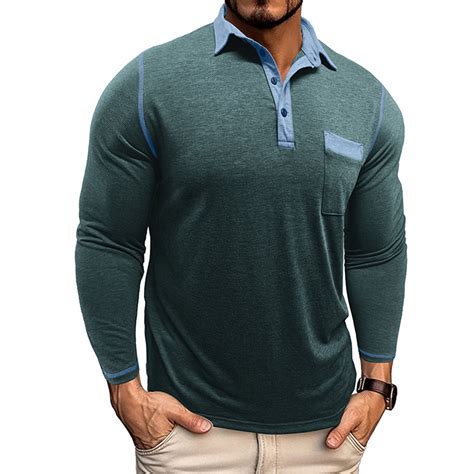 Dagugfen Mens Shirts Button Lapel V Neck Long Sleeve Fitted Work Casual Office Tee Shirts With
