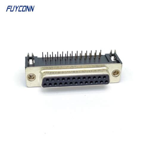 25pin Female Db Connector Right Angle Pcb D Sub Connector 8 08mm