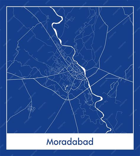 Moradabad India Asia City Map Blue Print Vector Ilustración Vector