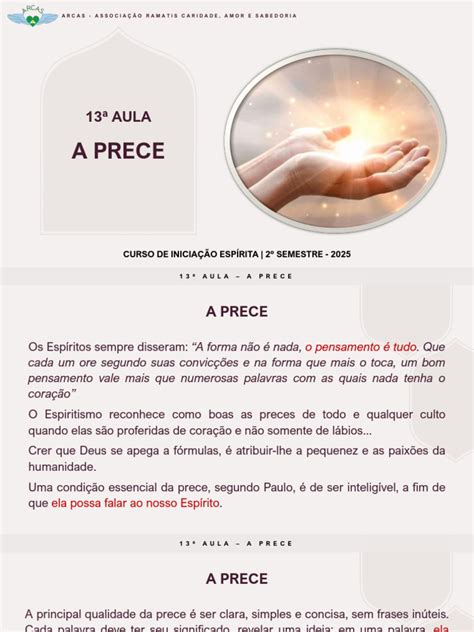 A Importância Da Prece No Espiritismo Pdf Oração