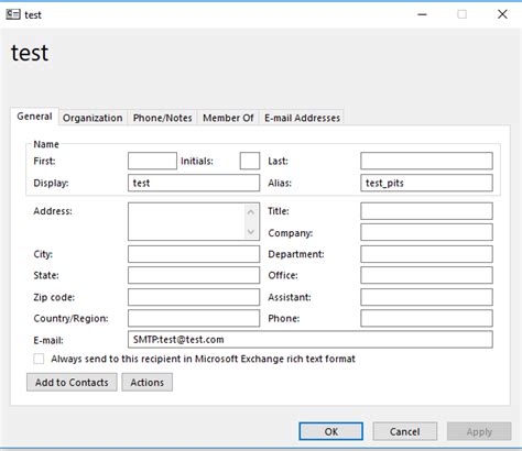 Adding Contact To Global Address List Email Error General Questions SolidCP Forum