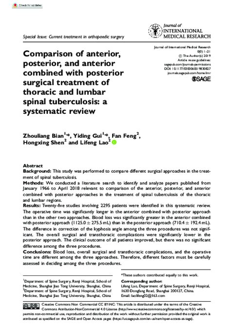 Pdf Comparison Of Anterior Posterior And Anterior Combined With Posterior Surgical Treatment