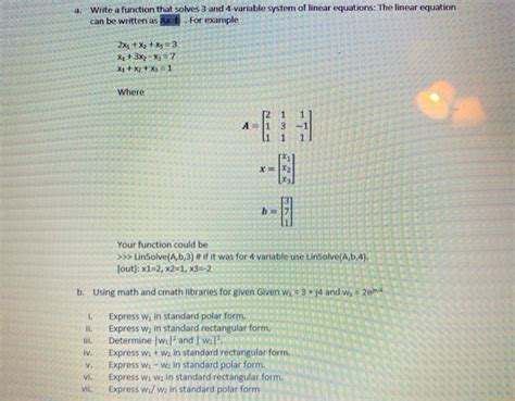 A Write A Function That Solves 3 And 4 Variable