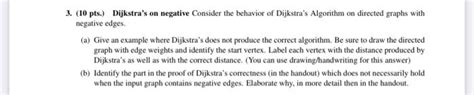 solved 3 10 pts dijkstra s on negative consider the