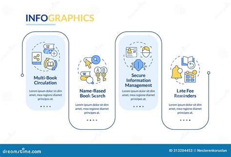 rfid book managing rectangle infographic template stock illustration