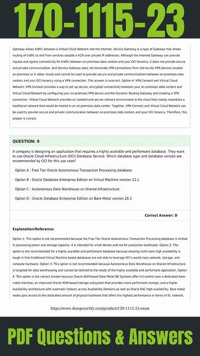 Oracle Cloud Infrastructure 2023 Multicloud Architect Associate Practice Test 1z0 1115 23 Exam