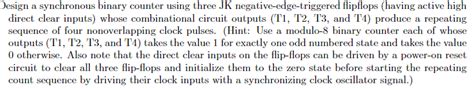 Solved Design A Synchronous Binary Counter Using Three JK Chegg
