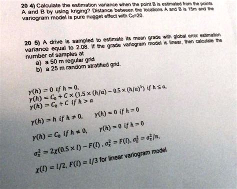 Solved 20 4 Calculate The Estimation Variance When The Point B Is