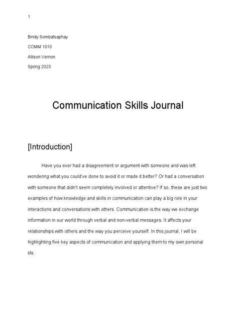 communication skills journal pdf communication nonverbal