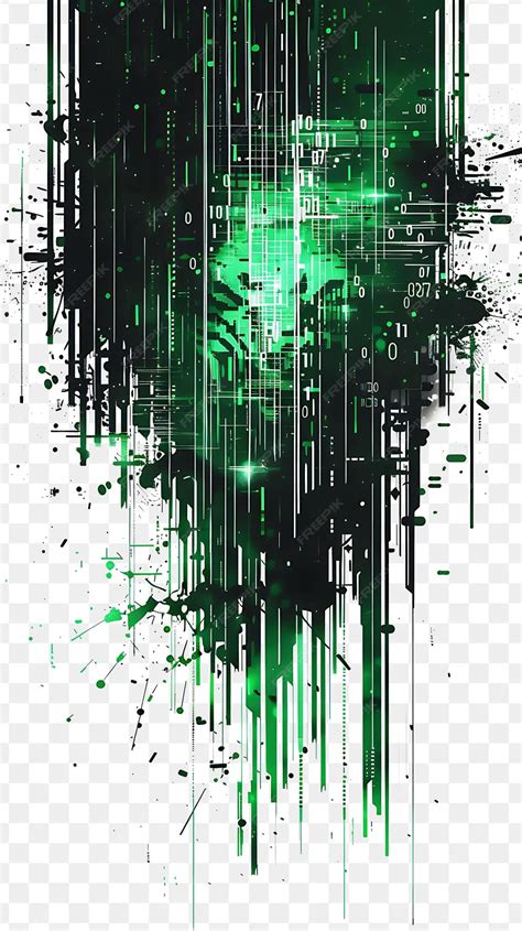 premium psd hacker attack glitch with binary code abstract shapes and