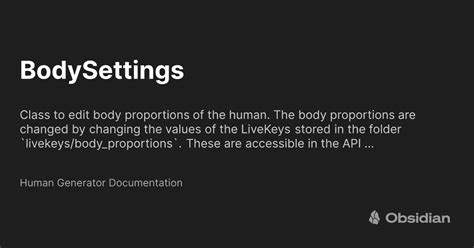 Bodysettings Human Generator Documentation Obsidian Publish