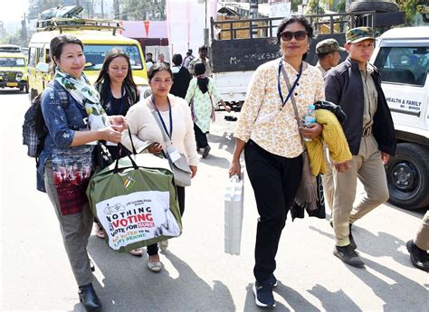 Polling Officials Trek Cross Rivers To Reach Meghalaya Booths Rediff