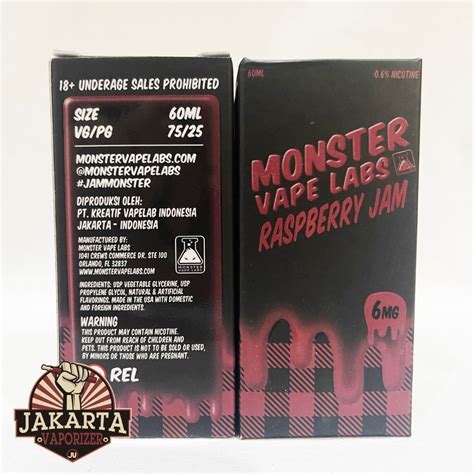 Jual Monster Vape Labs Raspberry Jam 60ml 3mg 6mg By Jam Monster Shopee Indonesia