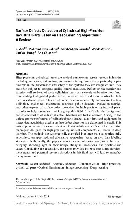 Surface Defects Detection Of Cylindrical High Precision Industrial