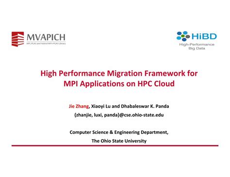 pdf high performance migration framework for mpi applications mvapich cse ohio