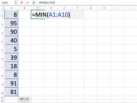 Min Function In Excel Compute Expert