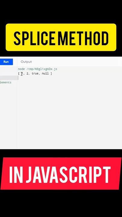 Splice Method In Javascript Javascipt Javascipttopic Splice Youtube