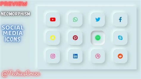 Preview Social Media Icons With Neomorphism Design Ui Using Html And Css Techiescraze Dieno