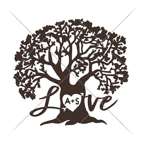Tree With Initials Svg Etsy