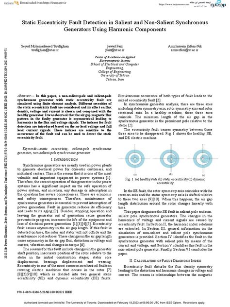 static eccentricity fault detection pdf electric generator