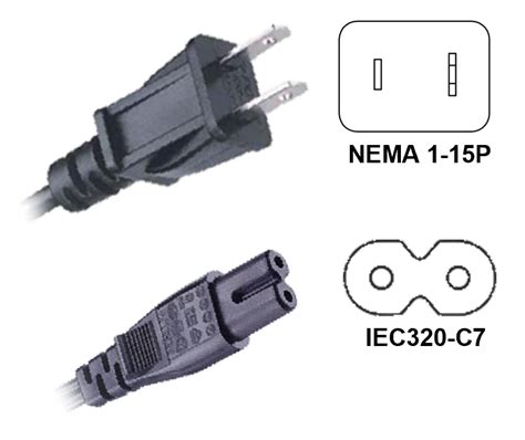 NEMA 1 15P To IEC320 C7 8 0 18AWG SPT 2 Black Power Cord Webber Electronics