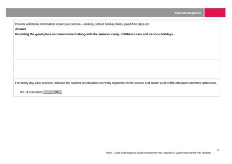 Quality Improvement Plan Template For Acecqa Desklib