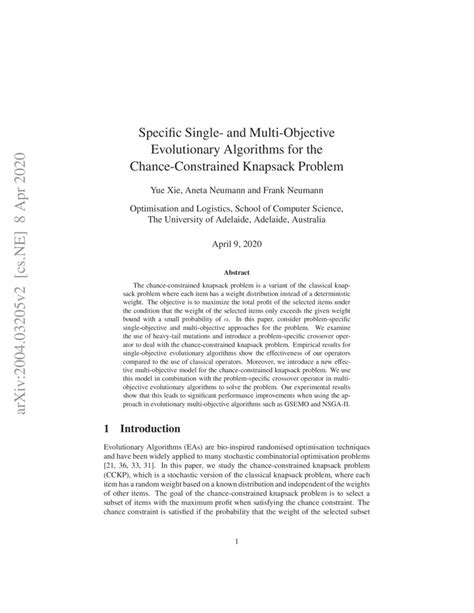 Specific Single And Multi Objective Evolutionary Algorithms For The