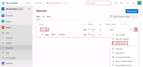 Lab Version Control With Git In Azure Repos Delete Branch Build5nines