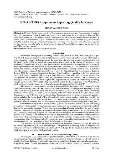 Effect Of Ifrs Adoption On Reporting Quality In Kenya Pdf