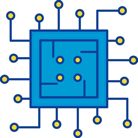 Blue And Yellow Microchip Icon In Flat Style 24144649 Vector Art At Vecteezy